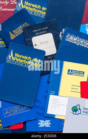Selection of Building Society passbooks from 1970s to 1990s Stock Photo ...