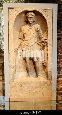 Tombstone of centurion M Favonius Facilis from Colchester, AD 43-50. He ...