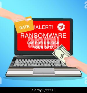 laptop computer infected ransomware virus pay for unlock data Stock ...
