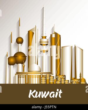 Kuwait, Kuwait City, Seif Palace travel landmark vector illustration ...