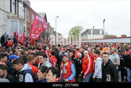 A general view of Anfield, with fans arriving for the match 9th April ...