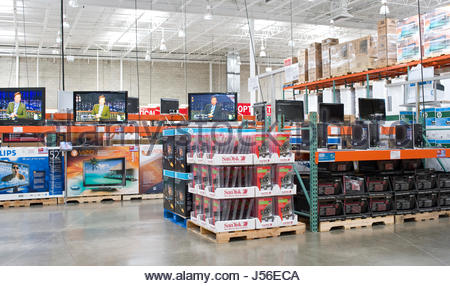 Products on display at a Costco Wholesale Warehouse Club Stock Photo ...
