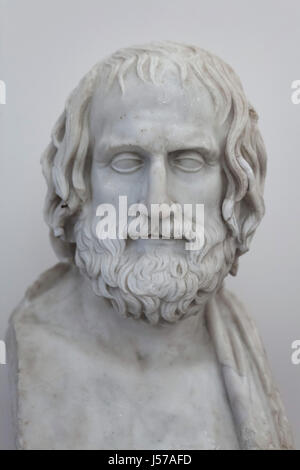 Marble bust of ancient Greek tragedian Sophocles (497-406 BC). Roman ...