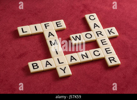 work life balance on the crossword board Stock Photo - Alamy