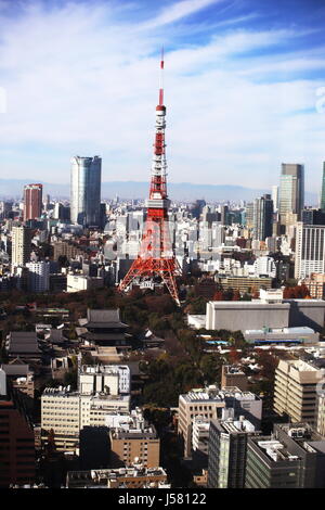 A vertical shot of the Tokyo Tower in the special wards of Tokyo, Japan ...