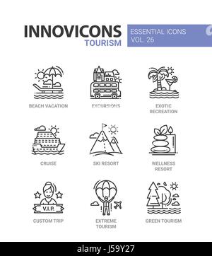 Tourism- modern color vector single line icon set Stock Vector Image ...