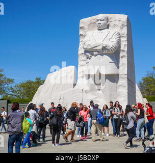 Tourists visiting the martin Luther King Memorial in Washington ...
