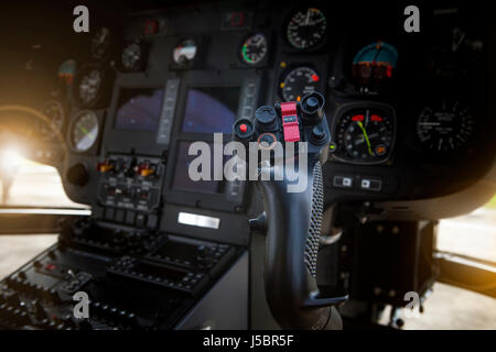 Pilot side-stick controller in the cockpit of Airbus A330-200F ...