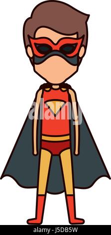 colorful silhouette with faceless guy superhero with mask and closed ...