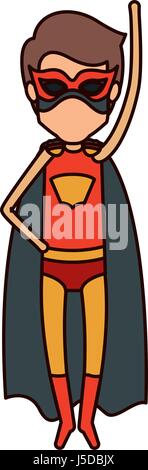 colorful silhouette with faceless guy superhero with mask and closed ...