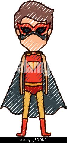 colorful silhouette with faceless guy superhero with mask and closed ...