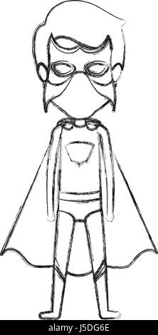 monochrome blurred contour faceless of standing girl superhero with ...