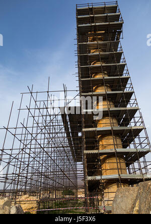 Scaffolding on the roman temple of Jupiter in the archaeological site ...