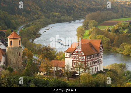 Castle, Homburg am Main, Main river, Spessart, Franconia, Bavaria Stock ...
