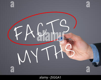Choosing Facts instead of Myths. Facts selected with red marker Stock ...