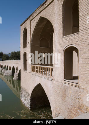 Shahrestan bridge, oldest bridge in Zayandeh river, Isfahan, Iran Stock ...