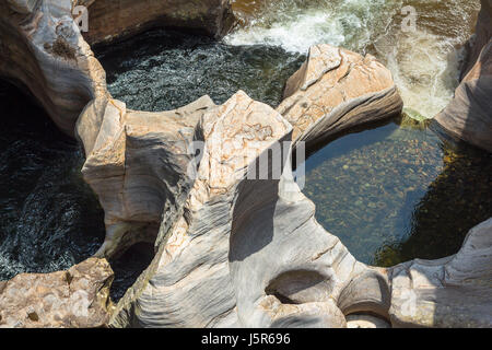 South Africa: view of the potholes and plunge pools of the Truer River ...