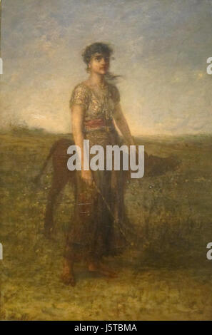 *Girl and Calf (Led through Meadows)*, painted by George Fuller ...