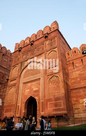 Red Fort in Agra, Amar Singh Gate,. India. Built from XV to XVI ...