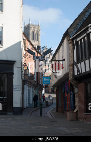 The bottom of steep hill in Lincoln Stock Photo - Alamy