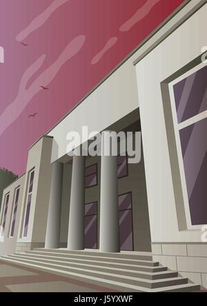 city bank building. City, town hall cartoon vector illustration ...