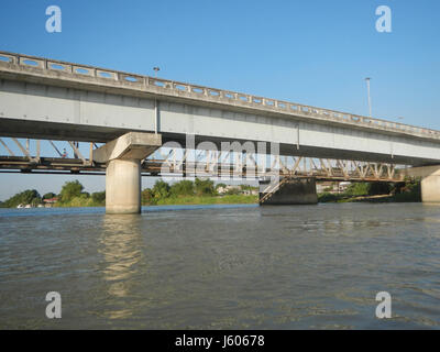 The image shows the Old and New Sulipan Apalit Bridges spanning the ...