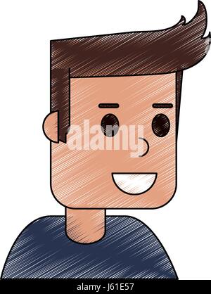 color pencil cartoon side view face guy with hairstyle Stock Vector ...