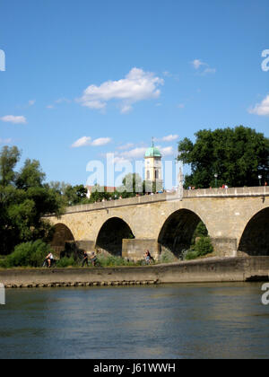 bridge bavaria danube ratisbon germany german federal republic river ...