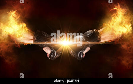 Mixed Martial Arts fighters arms with fire Stock Photo - Alamy