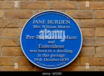 Plaque to Jane Burden, Pre-Raphaelite muse, oxford Stock Photo - Alamy