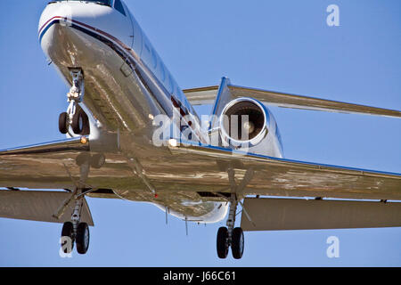 Low flying passenger aircraft landing at Heathrow airport, London Stock ...
