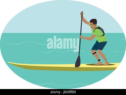 Stand up paddling icon with sun sea and palm Stock Vector Image & Art ...