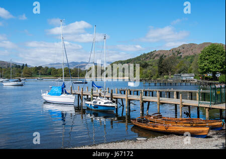 a jetty on Lake windermere at Waterhead, Ambleside, Lake district, UK ...