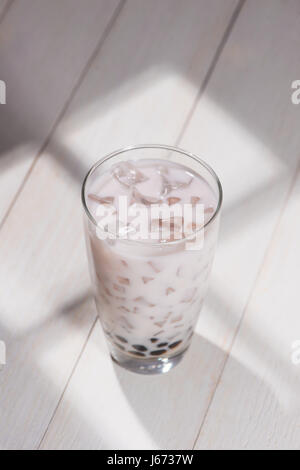 Homemade Taro Milk Bubble Tea with Tapioca Pearls Stock Photo - Alamy
