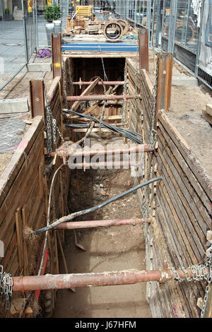 Earthworks and excavation in civil engineering on a construction site ...