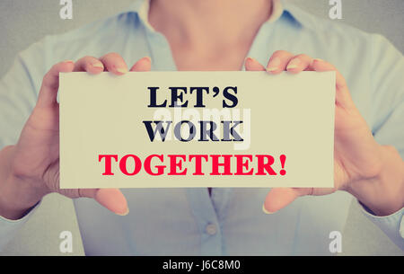 Let's Work Together card isolated on white background Stock Photo - Alamy