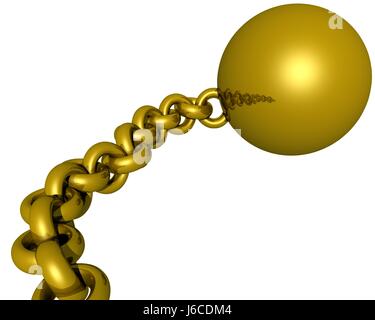 chain golden brig jail chains prison gold ball object isolated model ...