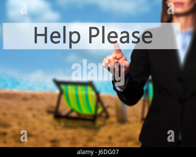 Help Please - Hand pressing a button on blurred background concept ...