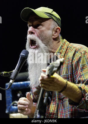 Drummer Dan Magnusson performs with Seasick Steve on the main stage at ...