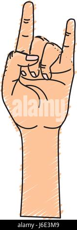 Human hand with raised fingers rock heavy metal gesture icon vector ...