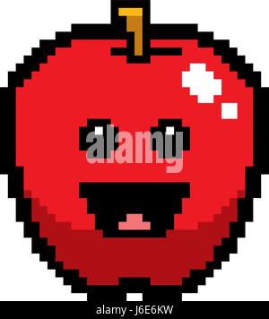 An illustration of an apple smiling in an 8-bit cartoon style Stock ...