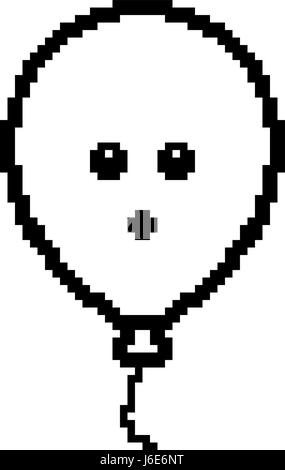 An illustration of a balloon looking surprised in an 8-bit cartoon ...