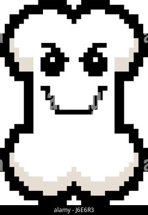 An illustration of a bone smiling in an 8-bit cartoon style Stock ...