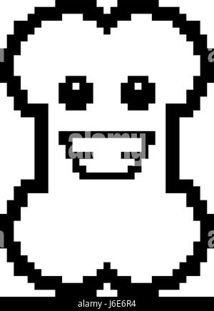 An illustration of a bone smiling in an 8-bit cartoon style Stock ...