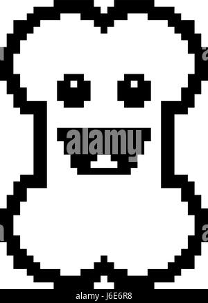 An illustration of a bone smiling in an 8-bit cartoon style Stock ...