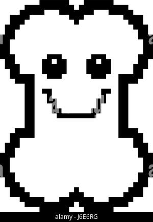 An illustration of a bone smiling in an 8-bit cartoon style Stock ...