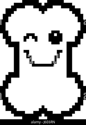 An illustration of a bone smiling in an 8-bit cartoon style Stock ...