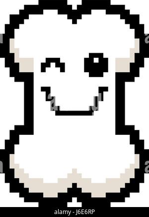 An illustration of a bone smiling in an 8-bit cartoon style Stock ...