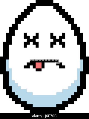 An illustration of an egg looking dead in an 8-bit cartoon style Stock ...