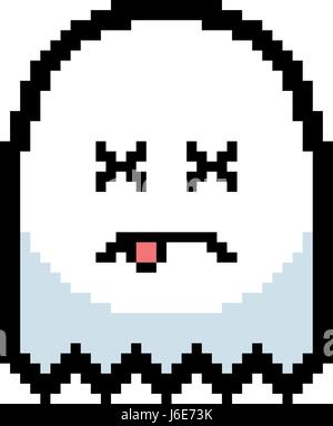 An illustration of a ghost looking dead in an 8-bit cartoon style Stock ...